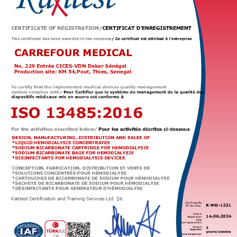 CARREFOUR MEDICAL certifié ISO 13485, JUIN 2024 - COSEMAD